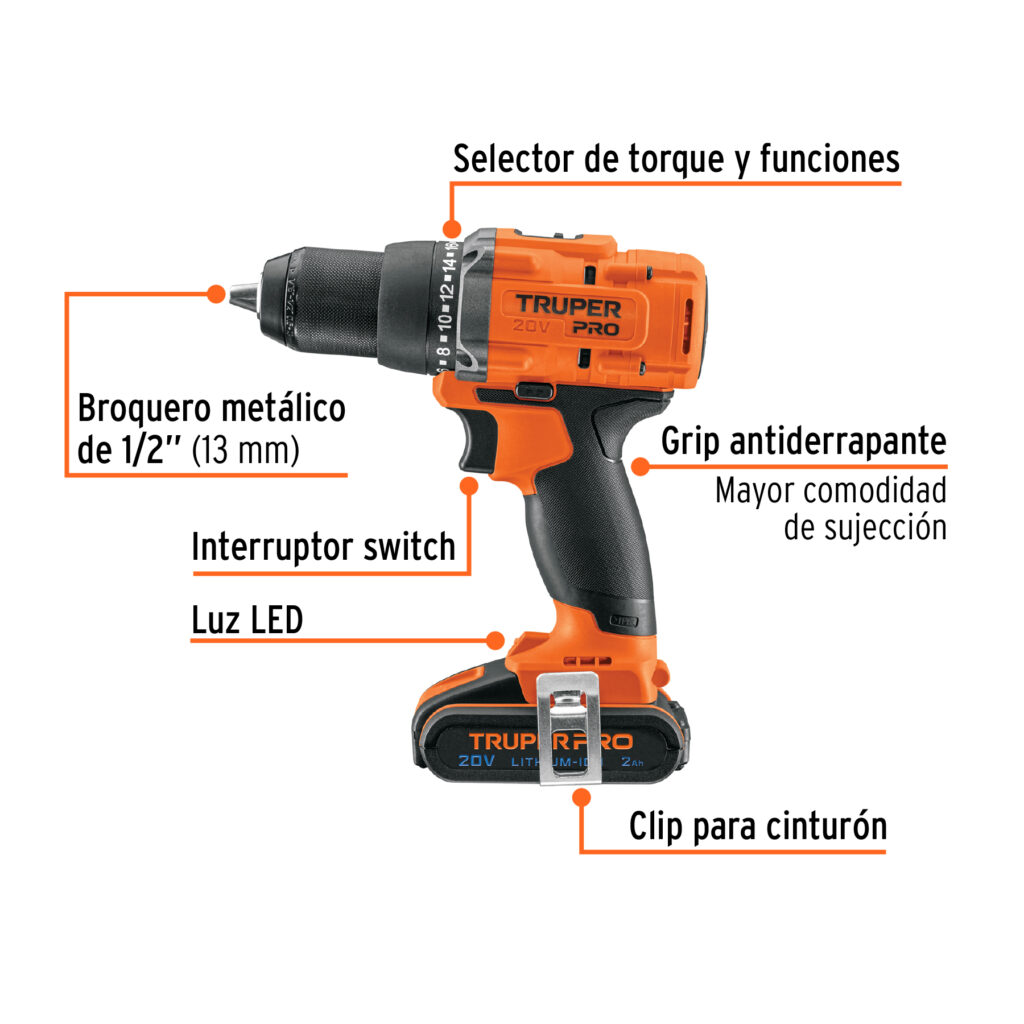 Taladro 1/2″, 20V, 1 batería 2Ah, PRO 103249 – Grupo IASA Mayoristas